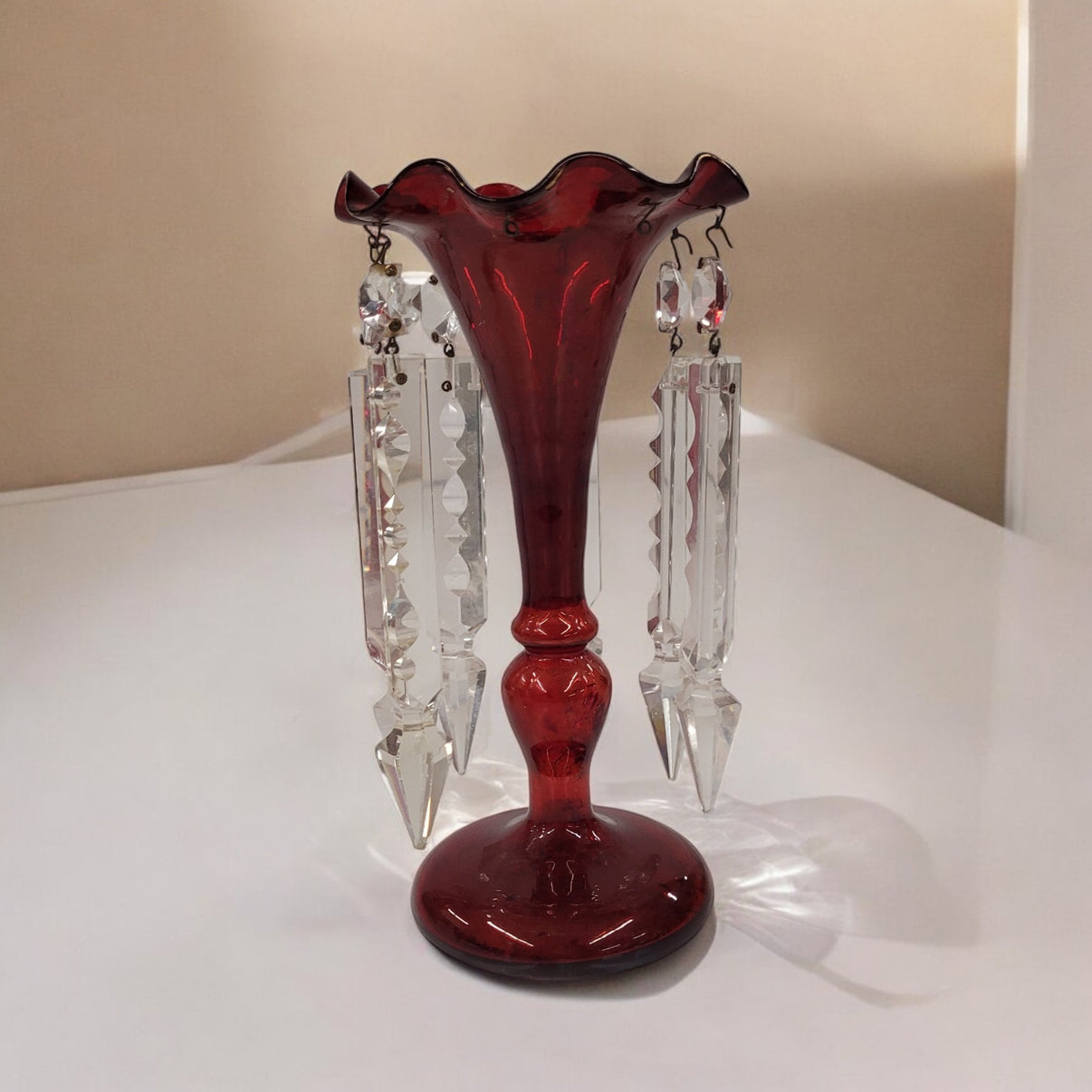 Antique Light Ruby Red Glass Mantle Lustre – Wainfleet Trading Post