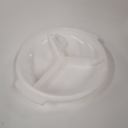 Vintage Tupperware White Small Round Divided Dish With Handle And Lid ...
