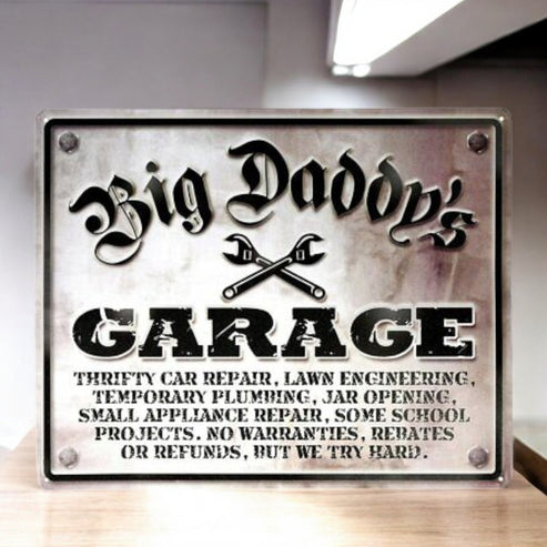 Big Daddy's Garage Metal Sign Man Cave Decor – Wainfleet Trading Post