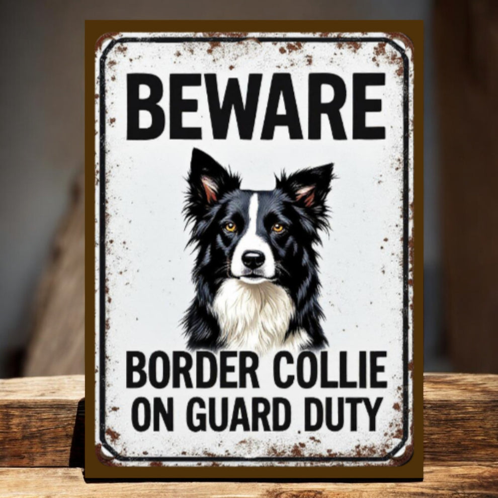 Beware of Dog Rustic Border Collie Sign | Vintage Farmhouse Guard Dog ...