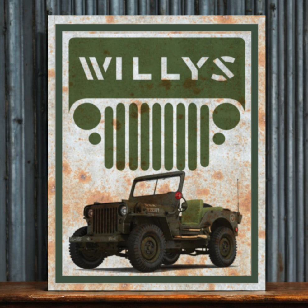 Rustic Willys Metal Sign – Classic Military & Off-Road Wall Décor ...