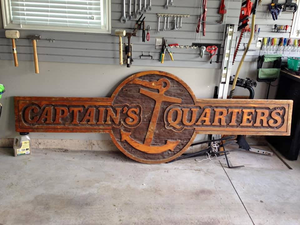 Massive Vintage Hand-Carved Captain’s Quarters Bar Sign – Wainfleet ...