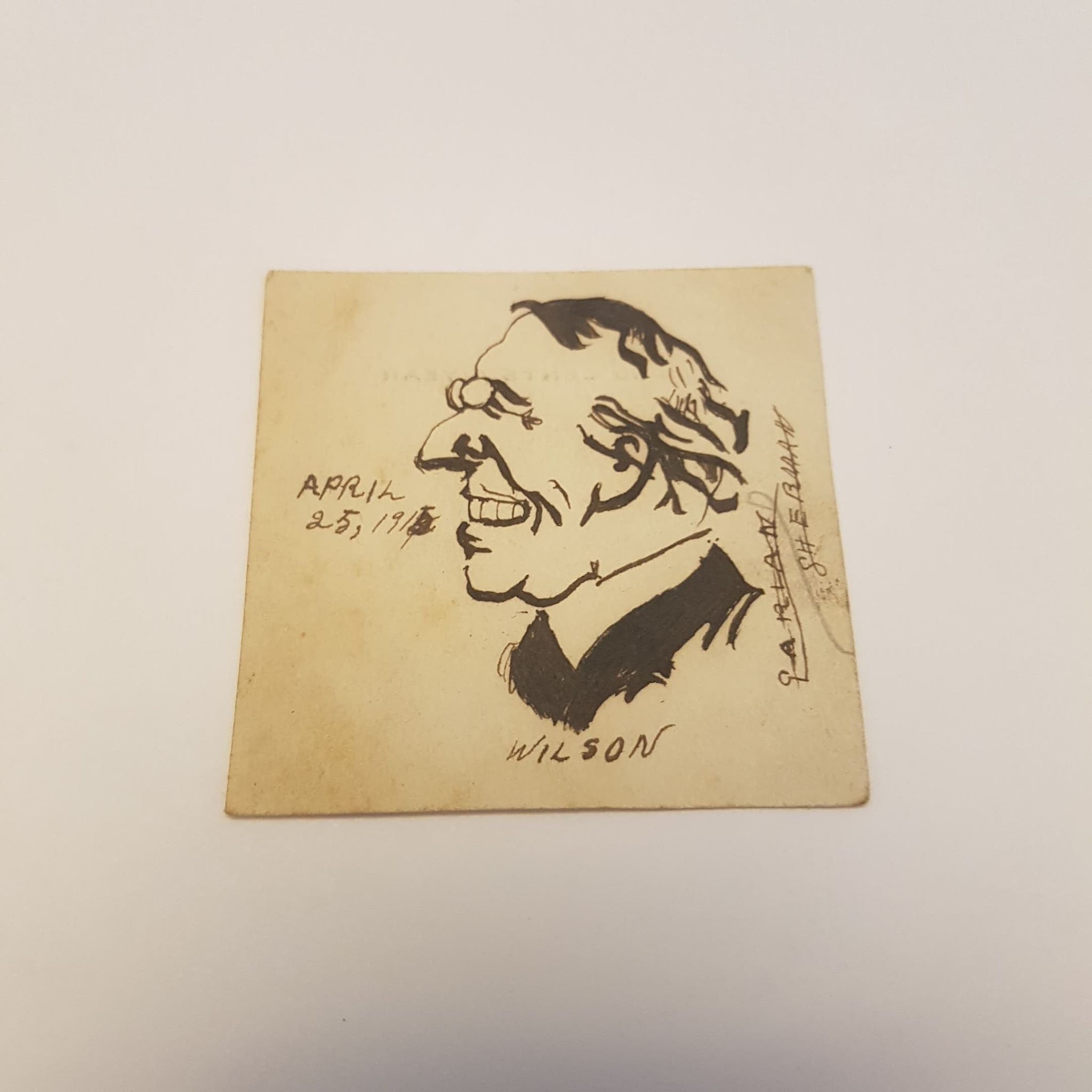 VERY RARE WW1 miniature political drawing of President Woodrow Wilson ...