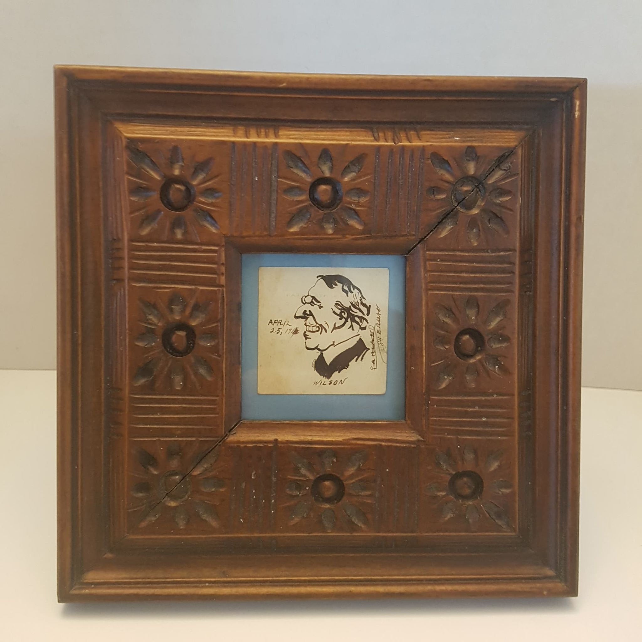 VERY RARE WW1 miniature political drawing of President Woodrow Wilson ...