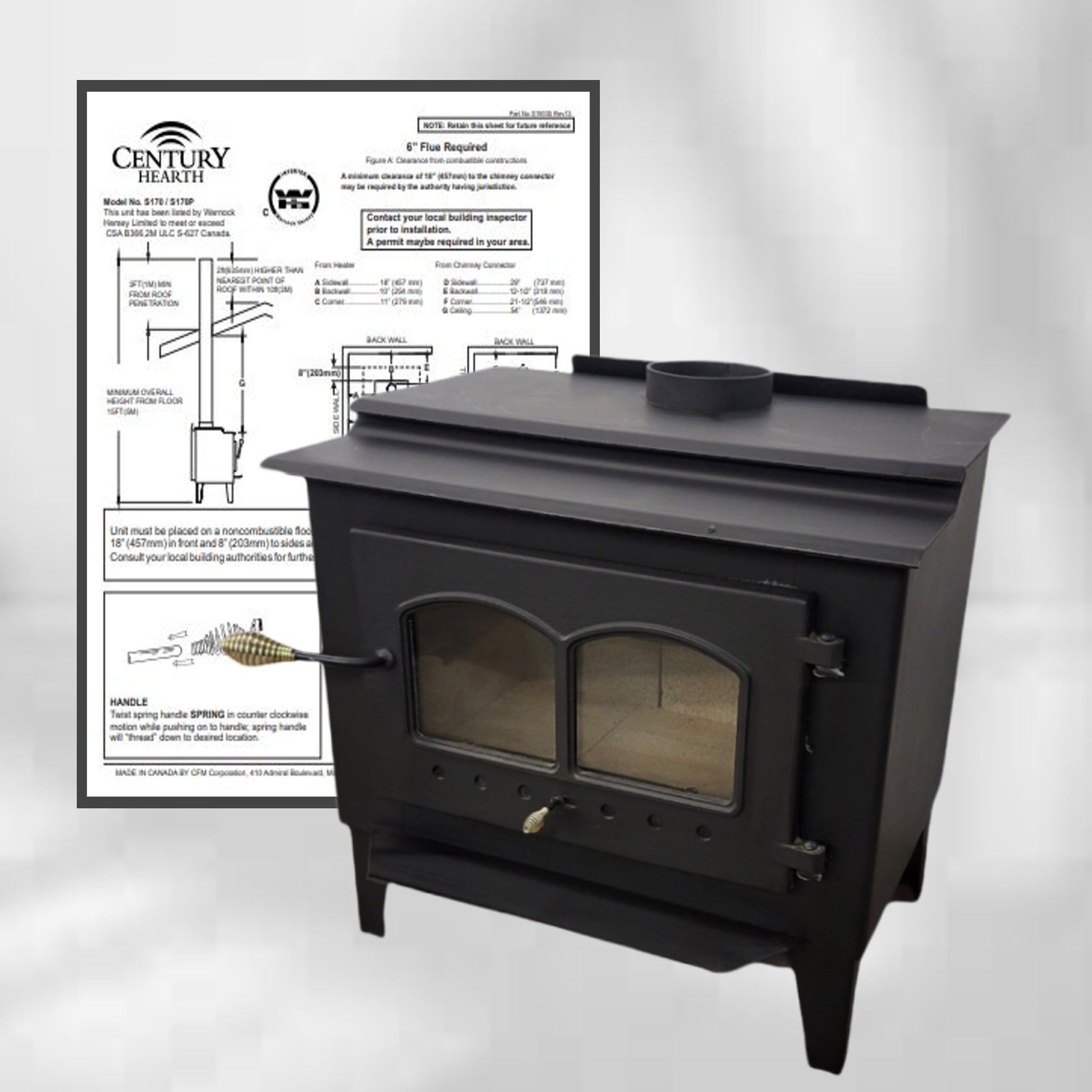 Century Wood Stove Large Glass Fire View Door – Wainfleet Trading Post